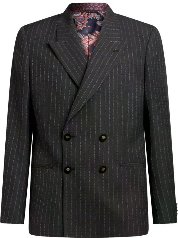 Etro Pinstripe Double-breasted Blazer - Grey