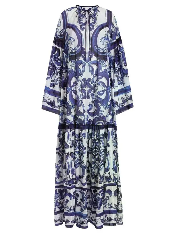 Dolce & Gabbana Majolica-print Cotton Dress - Blue