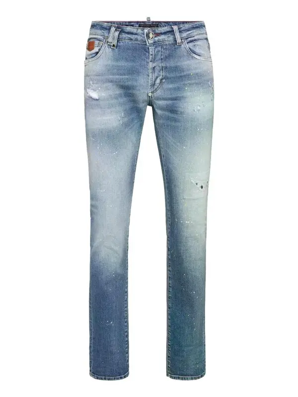 Philipp Plein Distressed Five-pocket Jeans - Blue