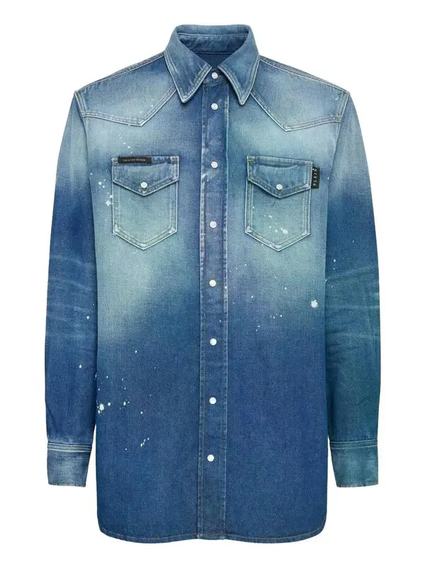 Philipp Plein Paint-splatter Shirt - Blue