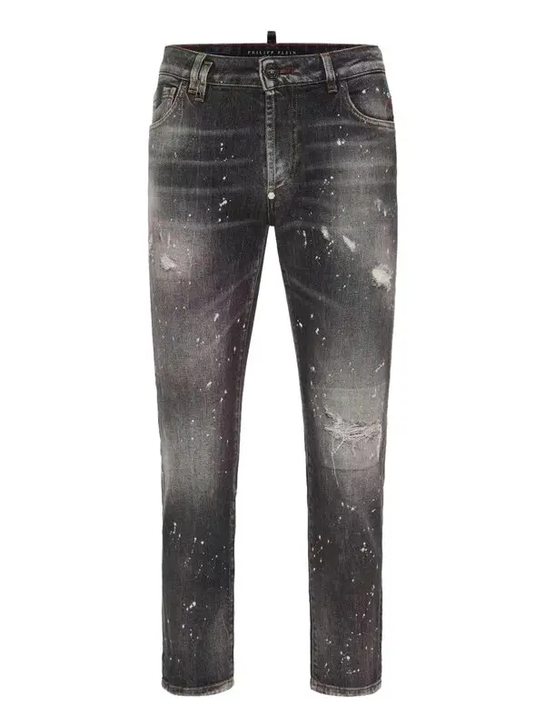 Philipp Plein Paint Splatter Distressed Jeans - Grey