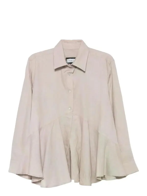 HAMZA Bali Ruffled Collared Shirt - Neutrals