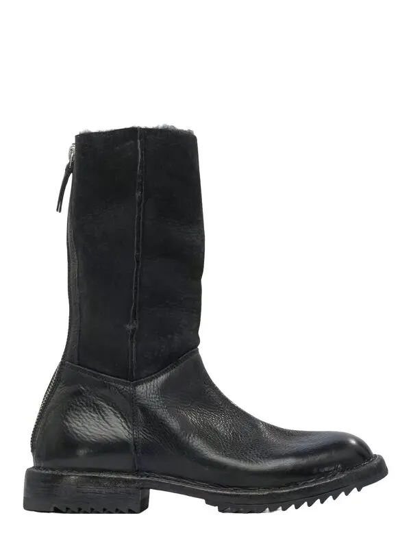 Moma Shearling-trim Boots With Zip Detail - Black