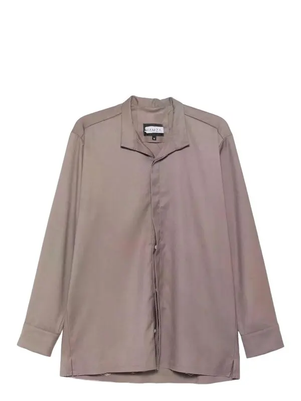 HAMZA Thom Frayed-hem Collared Shirt - Neutrals