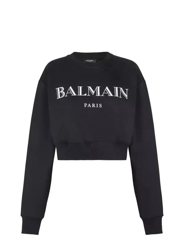 Balmain Logo-print Cropped Sweatshirt - Black