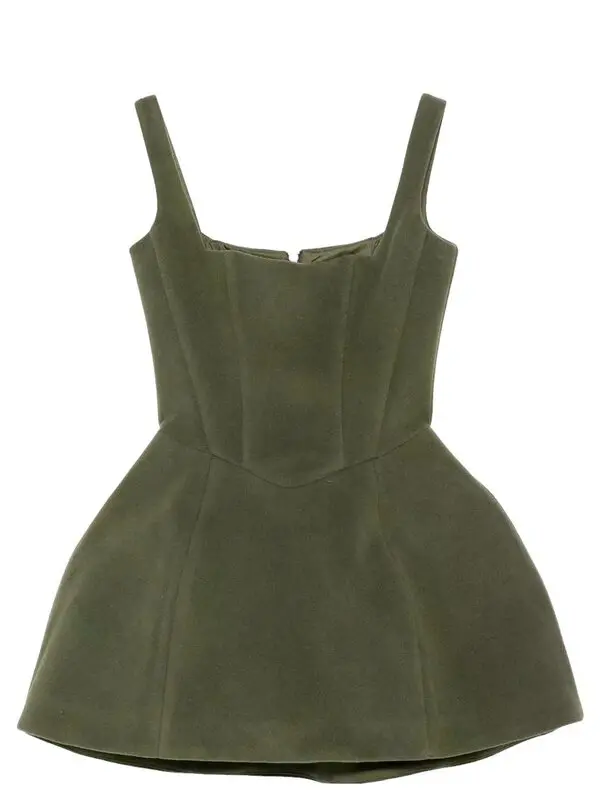 VESTIAIRE D'UN OISEAU LIBRE Square-neck Flared Mini Dress - Green