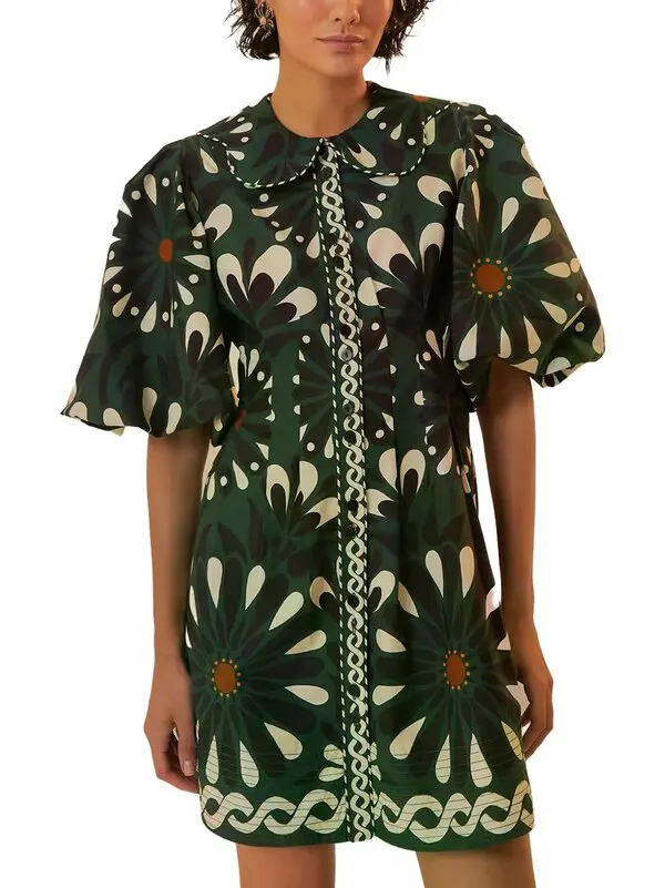 Farm Rio Ainika Flowers Mini Dress - Green