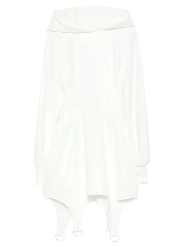 HAMZA Hooded Waist-cinch Dress - White