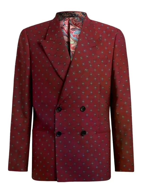 Etro Double-breasted Jacquard Blazer - S9865 Red