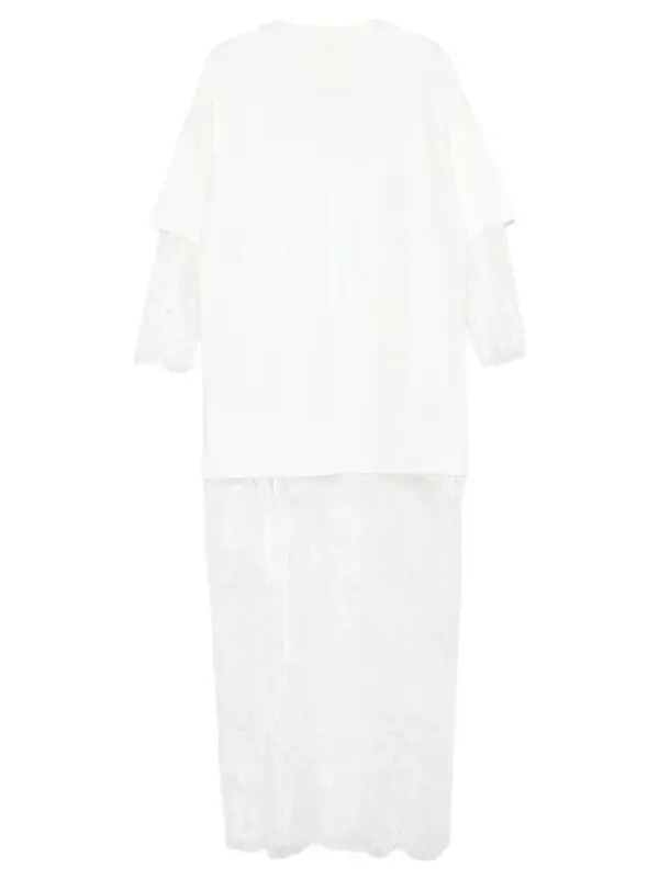 HAMZA Lace-insert T-shirt Maxi Dress - White