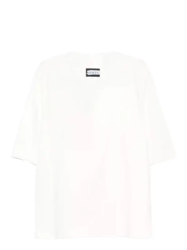 HAMZA Thom Raw-edge V-neck T-shirt - White