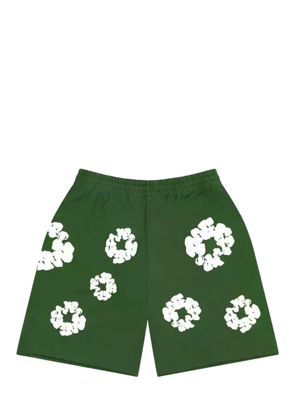 DENIM TEARS Wreath-print Track Shorts - Green