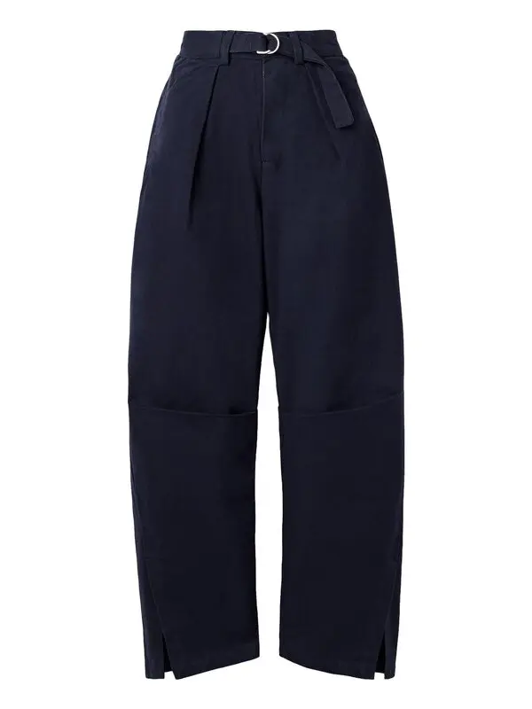 Sea Carolyn Belted Pleated Cotton-canvas Barrel-leg Pants - Blue