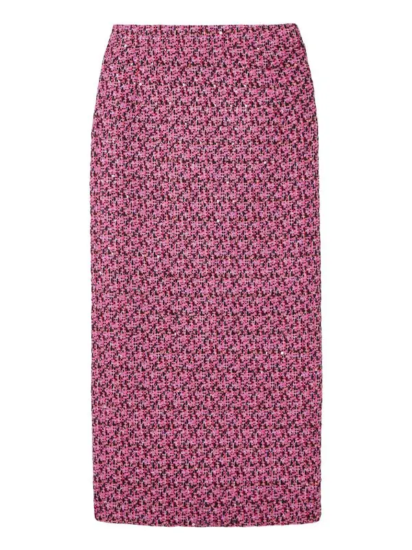 Alessandra Rich Sequin-embellished Tweed Midi Skirt - Pink