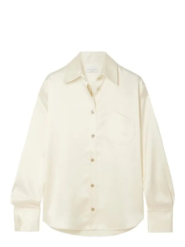 VIOLANTE NESSI Button-embellished Satin Shirt - Cream