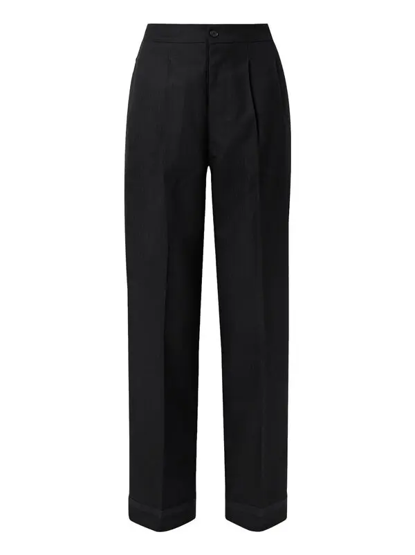 MAISON MARGIELA Herringbone Wool Straight-leg Pants - Black