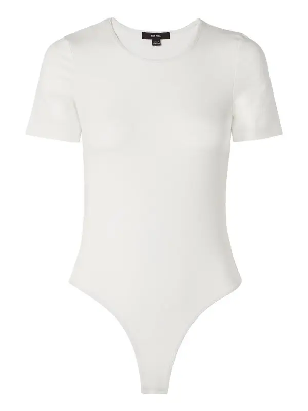 THE PARK Penny Stretch-tencel Lyocell Thong Bodysuit - White