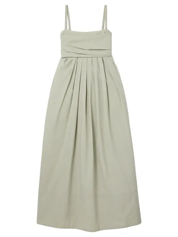 Proenza Schouler White Label Claudine Open-back Pleated Poplin Midi Dress - Green
