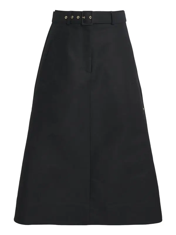 Moncler Cotton A-line Midi Skirt - Black