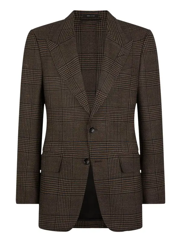 TOM FORD Wool-blend Check Shelton Blazer - Brown