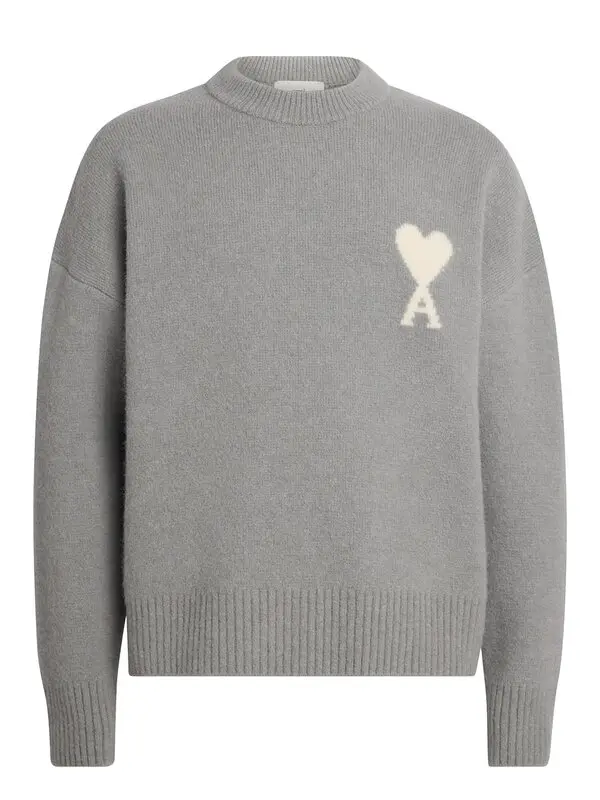 Ami Alpaca-blend Crew-neck Sweater - Grey