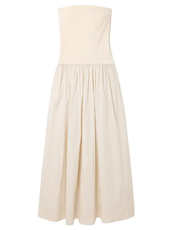 ESSE STUDIOS Strapless Knit And Cotton-poplin Maxi Dress - Cream