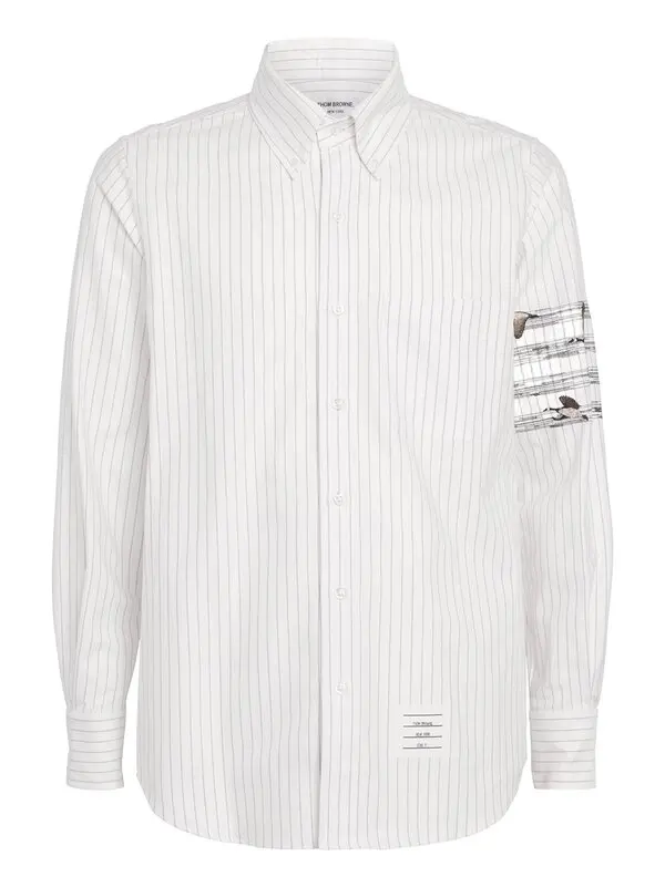 Thom Browne Cotton Embroidered Geese Shirt - Grey