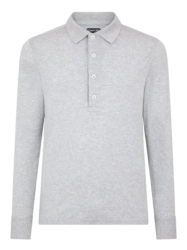 TOM FORD Cotton-cashmere-silk Polo Shirt - Grey