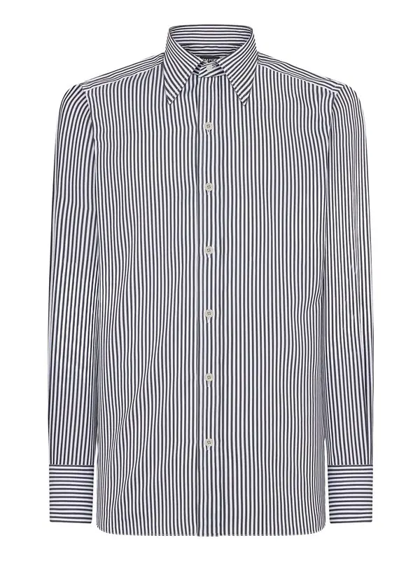 TOM FORD Cotton-silk Ladder Stripe Shirt - White