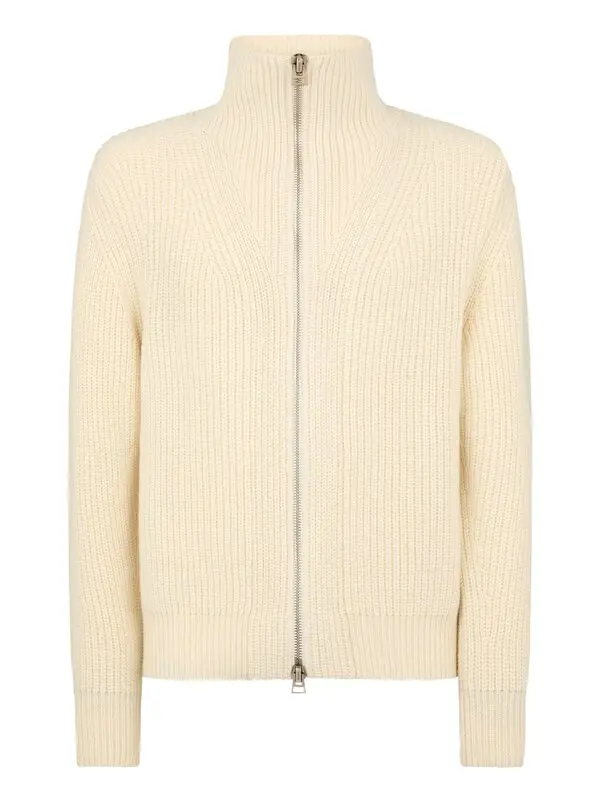 TOM FORD Wool-mohair Zip-up Sweater - White