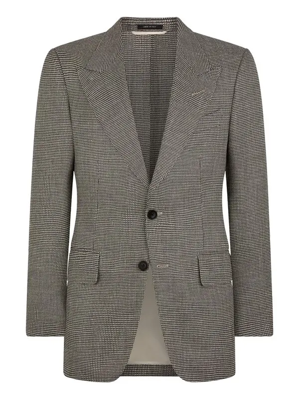 TOM FORD Virgin Wool-blend Houndstooth Shelton Blazer - Beige