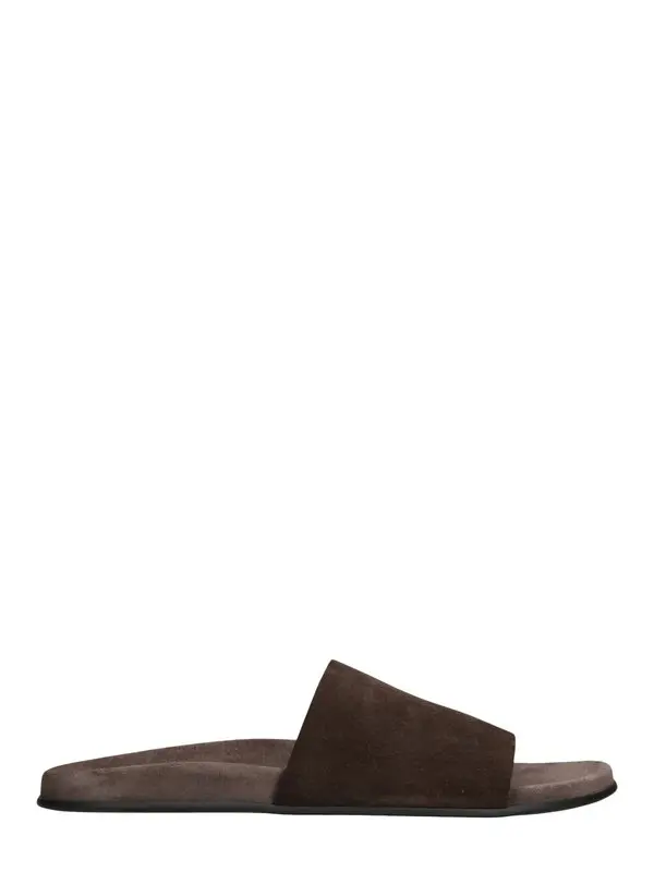 THE ROW Hugh Suede Slides - Brown