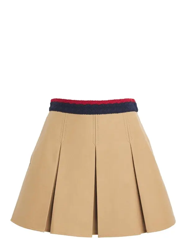 Moncler Stretch-cotton Pleated Mini Skirt - Beige