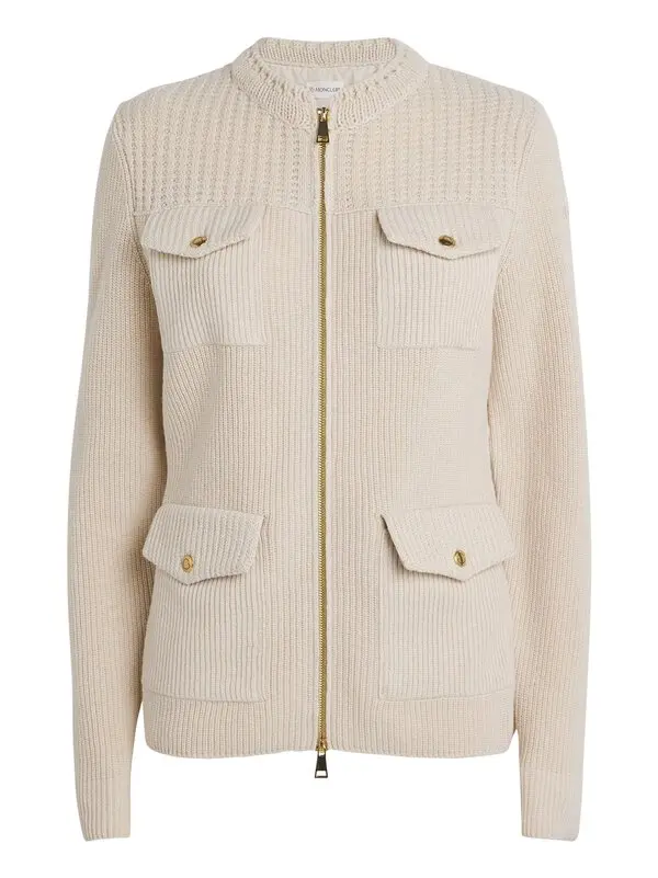 Moncler Wool-down Panelled Cardigan - Ivory