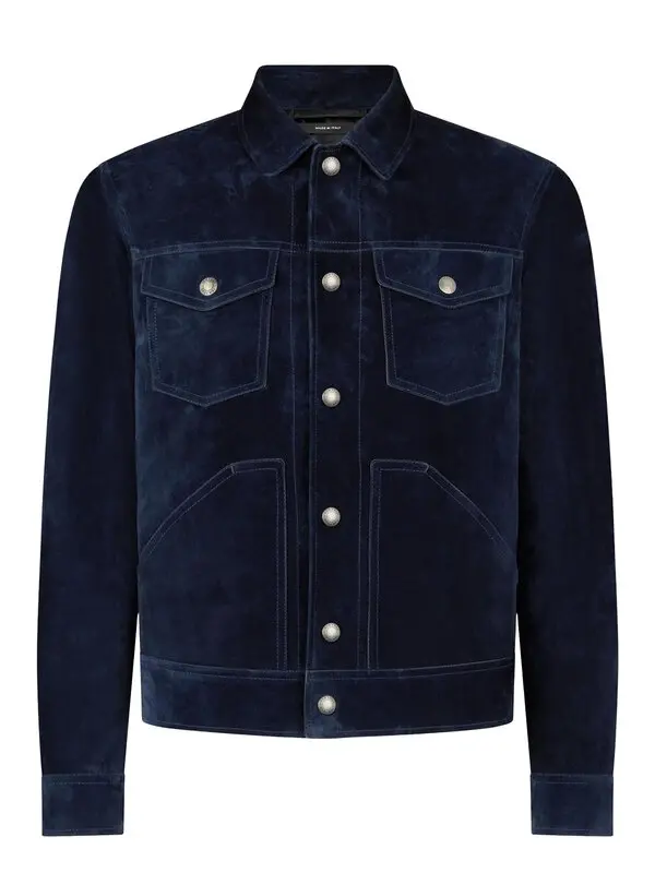 TOM FORD Suede Shirt Jacket - Navy