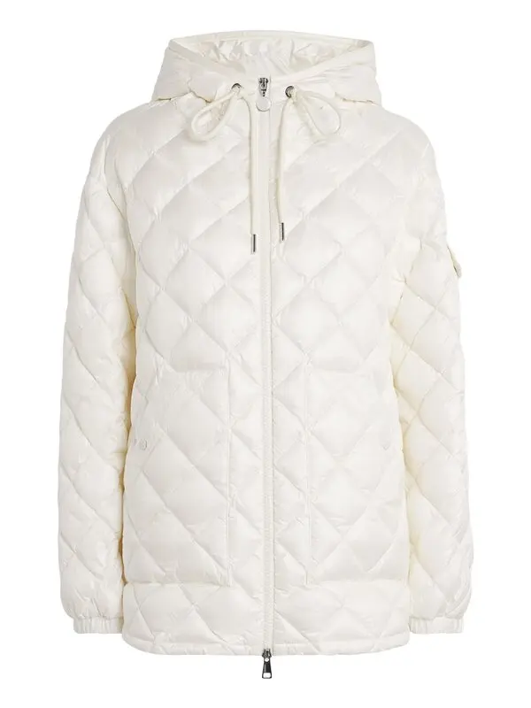 Moncler Quilted Down Hoodie Jacket - White