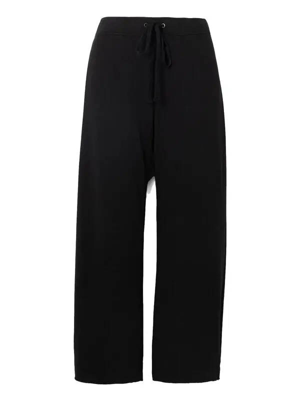 JAMES PERSE Cropped Brushed Cotton-terry Track Pants - Black