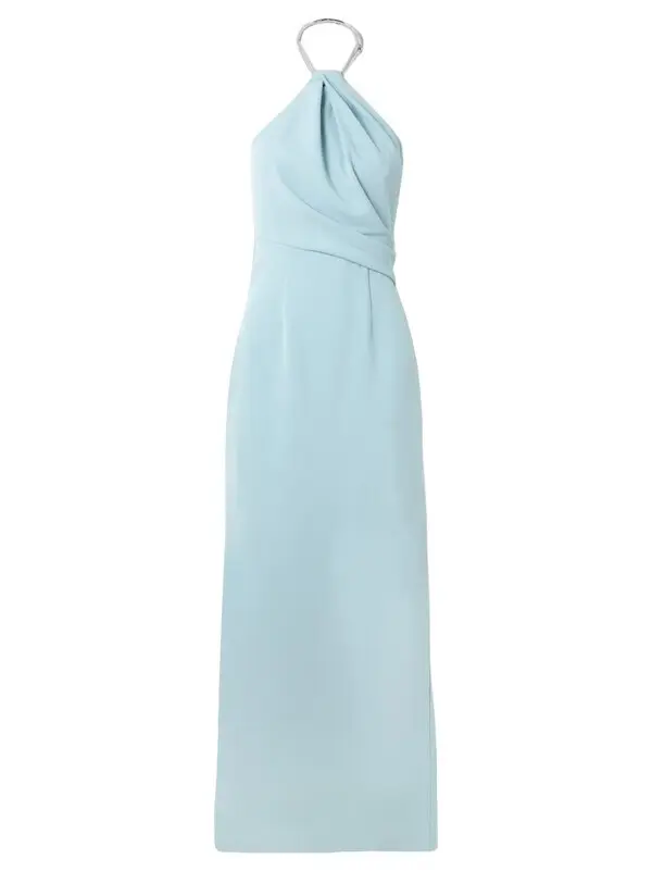 Solace London Riva Embellished Halterneck Gown - Blue
