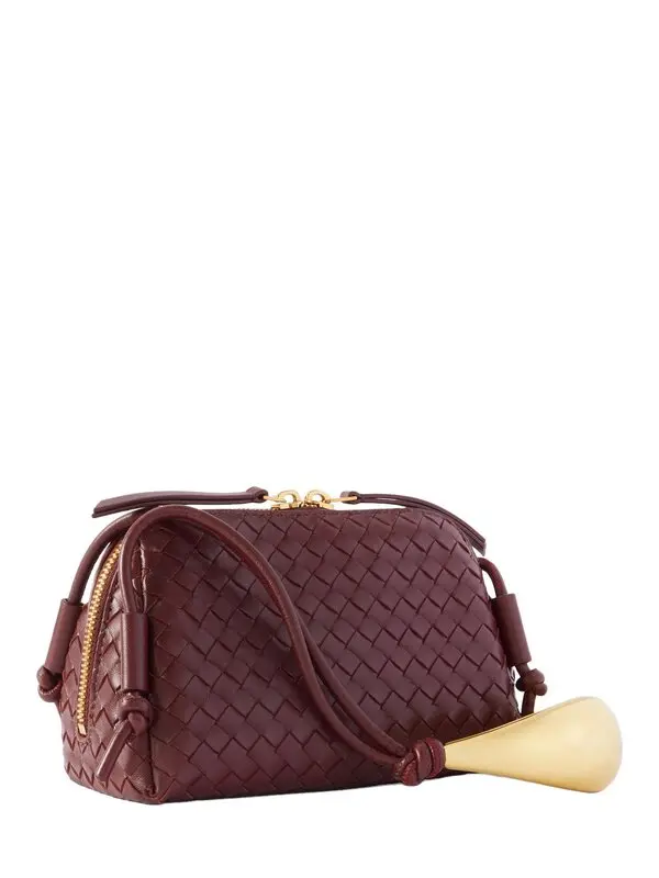 Bottega Veneta Concert Pouch Intrecciato Leather Shoulder Bag - Burgundy