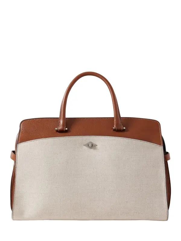 METIER Private Eye Leather And Linen Tote - Cream
