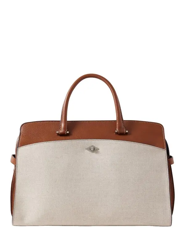 METIER Private Eye Leather And Linen Tote - Neutrals