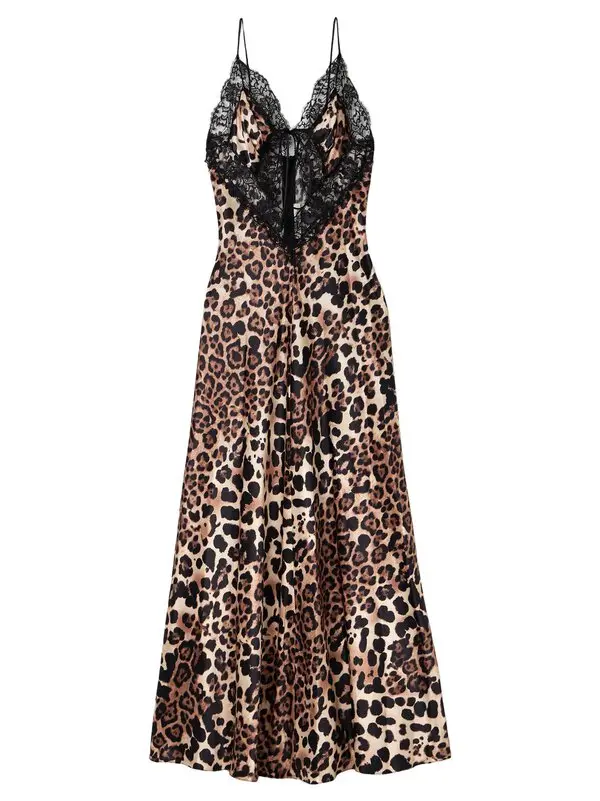 RODARTE Cutout Lace-trimmed Leopard-print Maxi Dress - Animal Print
