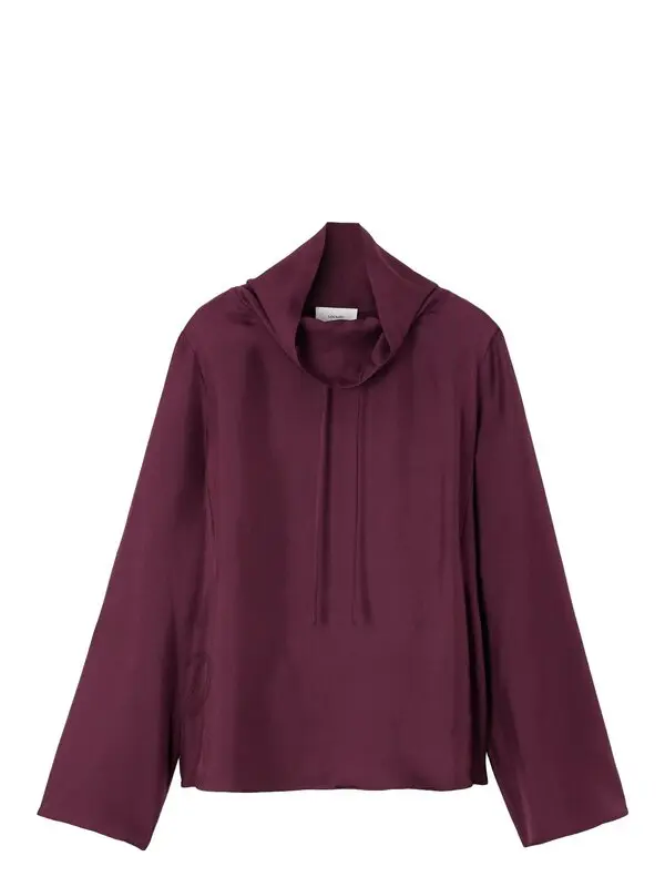 Loulou De Saison Cyna Silk-twill Turtleneck Blouse - Purple