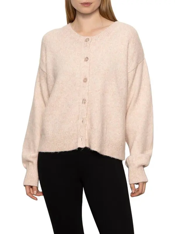 Sanctuary Ribbed Cardigan With Button Closure - Heather Rose