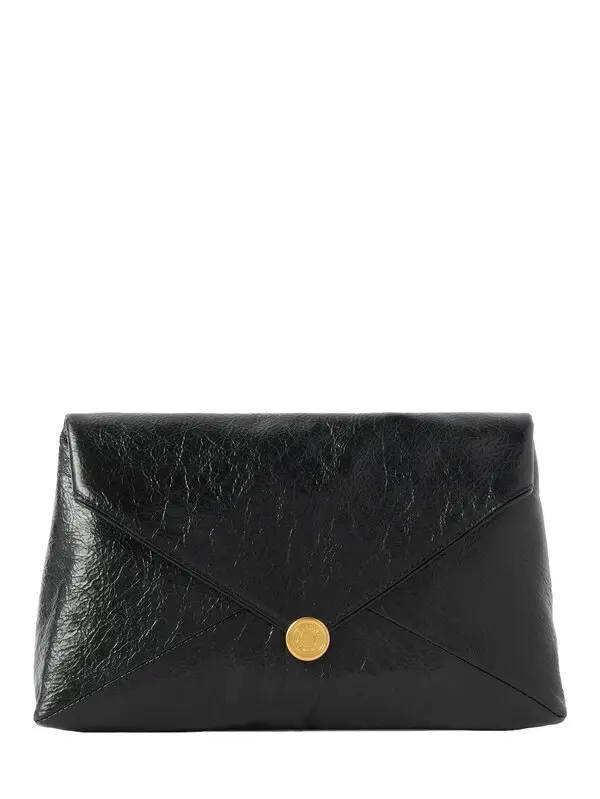 Dries Van Noten Medium Textured-leather Clutch - Black