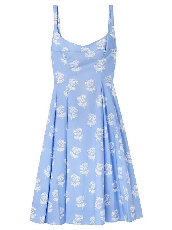 Marni Floral-print Cotton-poplin Midi Dress - Blue