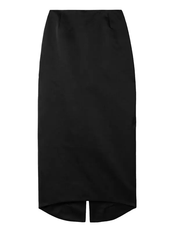 WIEDERHOEFT Recycled Duchesse-satin Midi Skirt - Black