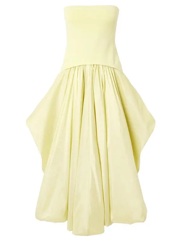 Simkhai Izzy Stretch-knit And Gathered Taffeta Midi Dress - Yellow