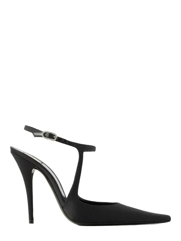 Saint Laurent Manon Crystal-embellished Shantung Pumps - Black