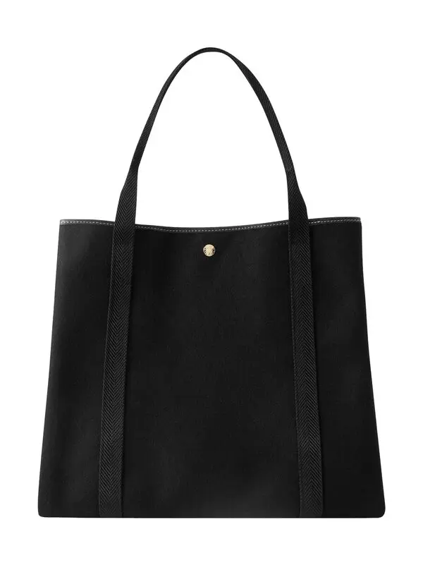 Rue De Verneuil Traversée Whip Large Webbing And Leather-trimmed Felt Tote - Black